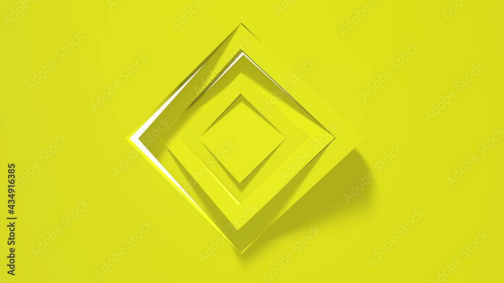 yellow business background with squares, quadrilaterals rotating in the ...