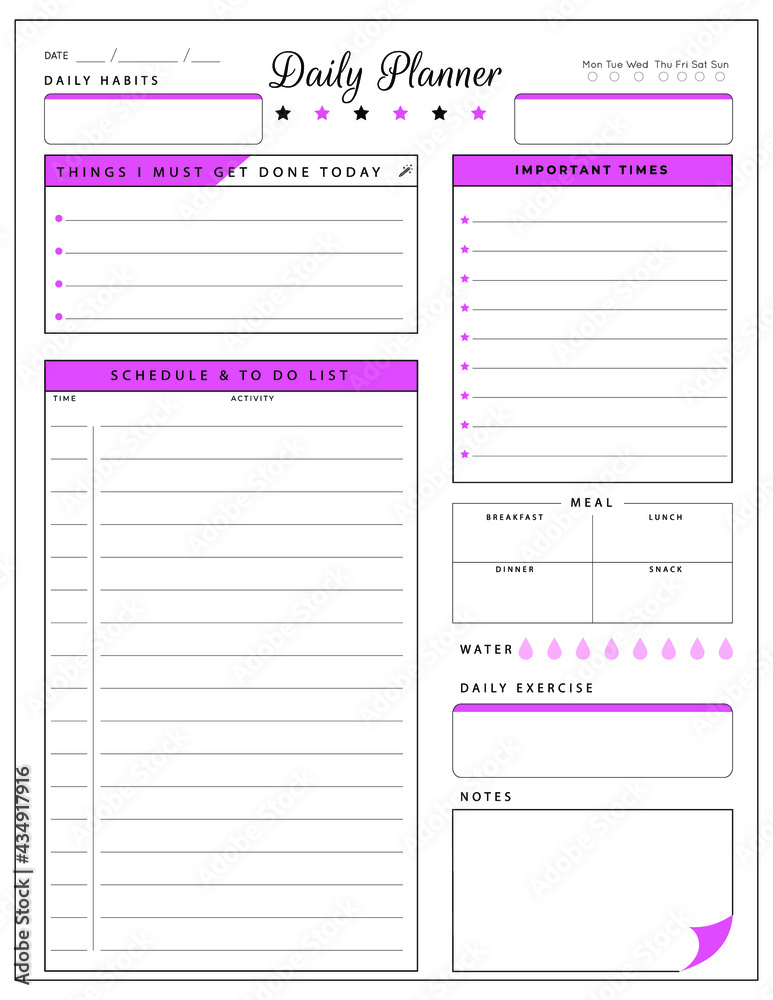 Daily planner template. printable template - Easy to plan your day ...