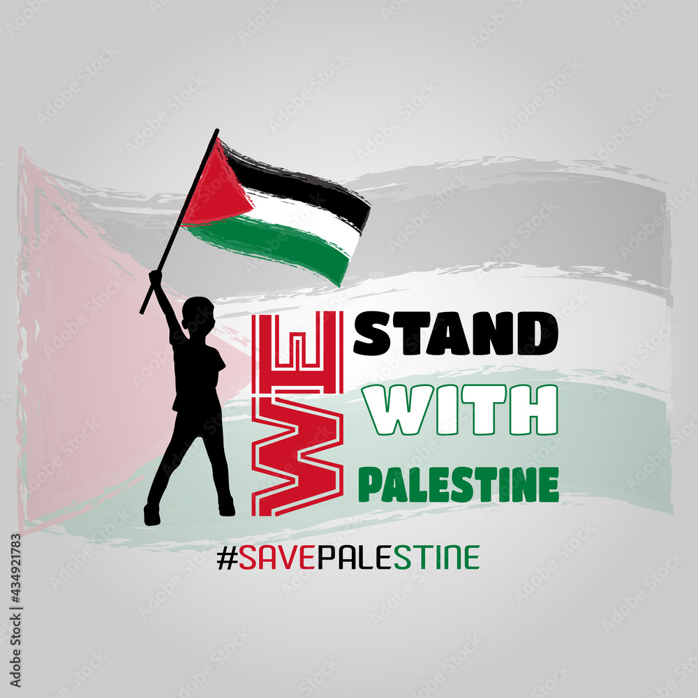 We Stand With Palestine, Save Palestine, A Boy Holding Palestine Flag ...