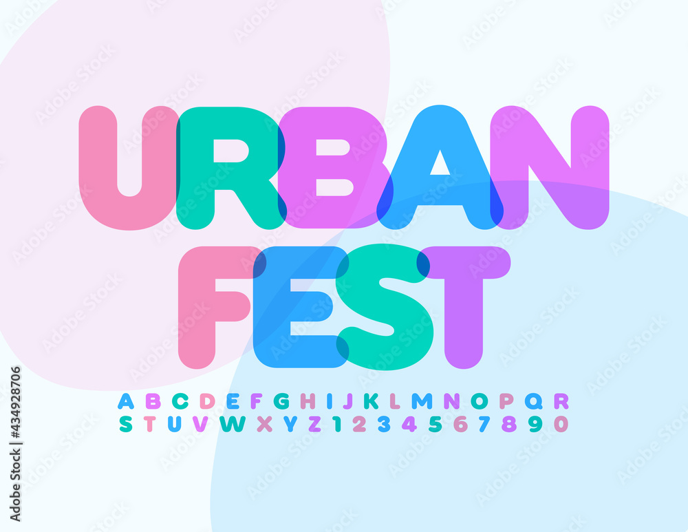 Vector event flyer Urban Fest. Trendy bright Font. Artistic set of ...