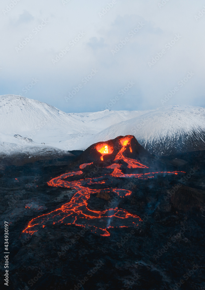 Iceland Volcanic eruption 2021. The volcano Fagradalsfjall is located ...