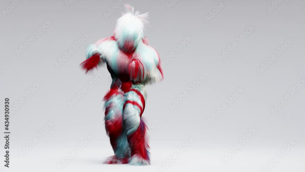 looping animation of Hairy 3d cartoon dancing, House dance, furious ...