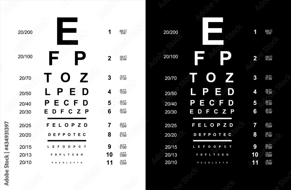 Eyes test charts with latin letters isolated on background. Art design ...