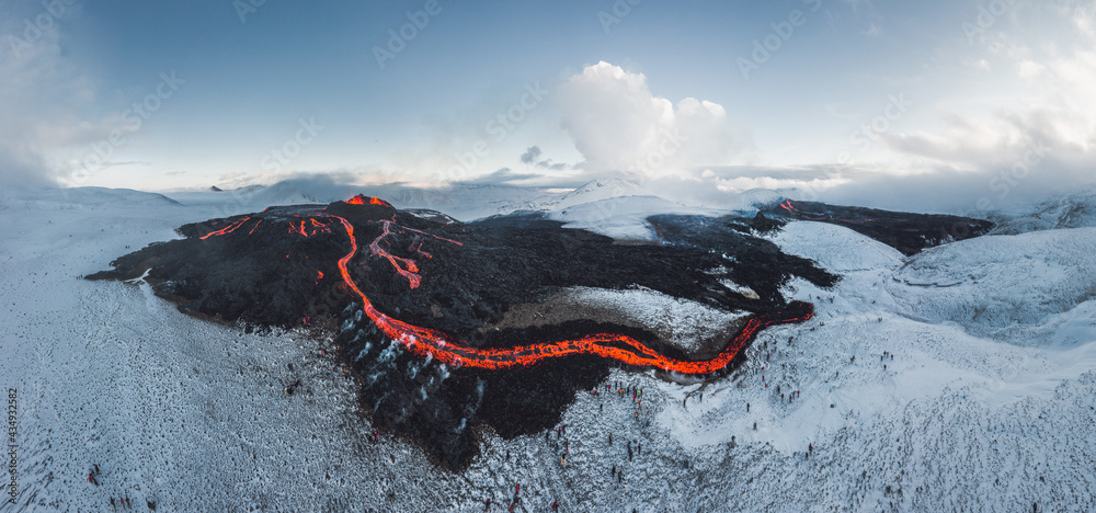 Iceland Volcanic eruption 2021. The volcano Fagradalsfjall is located ...