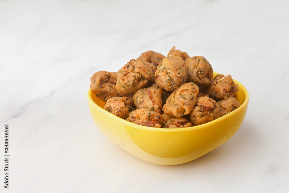 Indian traditional snack spicy Pakoda Stock Photo | Adobe Stock