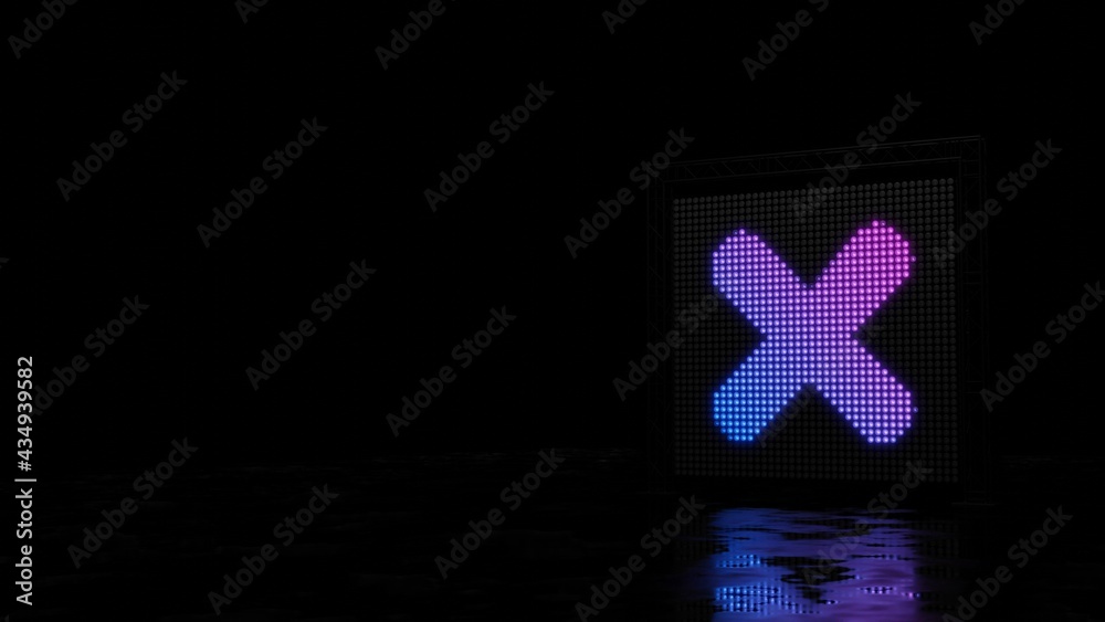 3d rendering of light shaped as symbol of times on black background ...