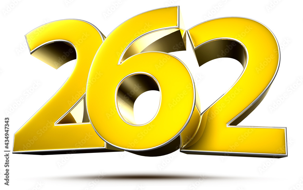 262 gold 3D illustration on white background with clipping path. Stock ...
