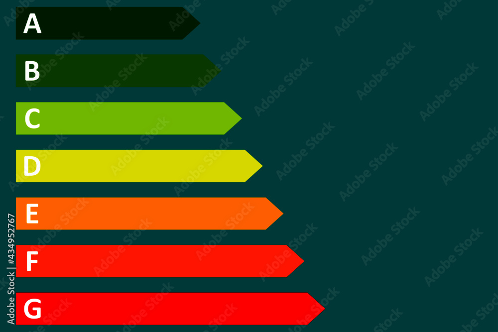 Energy efficiency performance certificate concept, from A to G ...