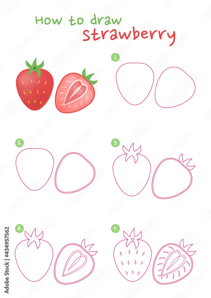 How to draw a strawberry vector illustration. Draw strawberry step by ... How to draw a strawberry vector illustration. Draw strawberry step by ...