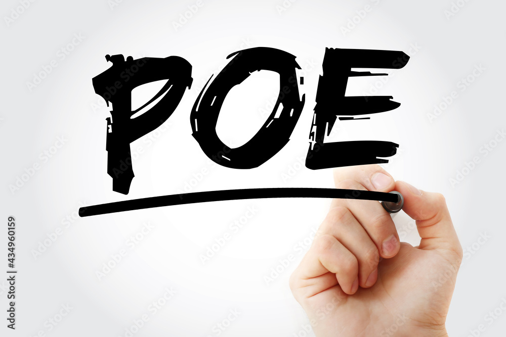 PoE - Power Over Ethernet acronym with marker, technology concept ...