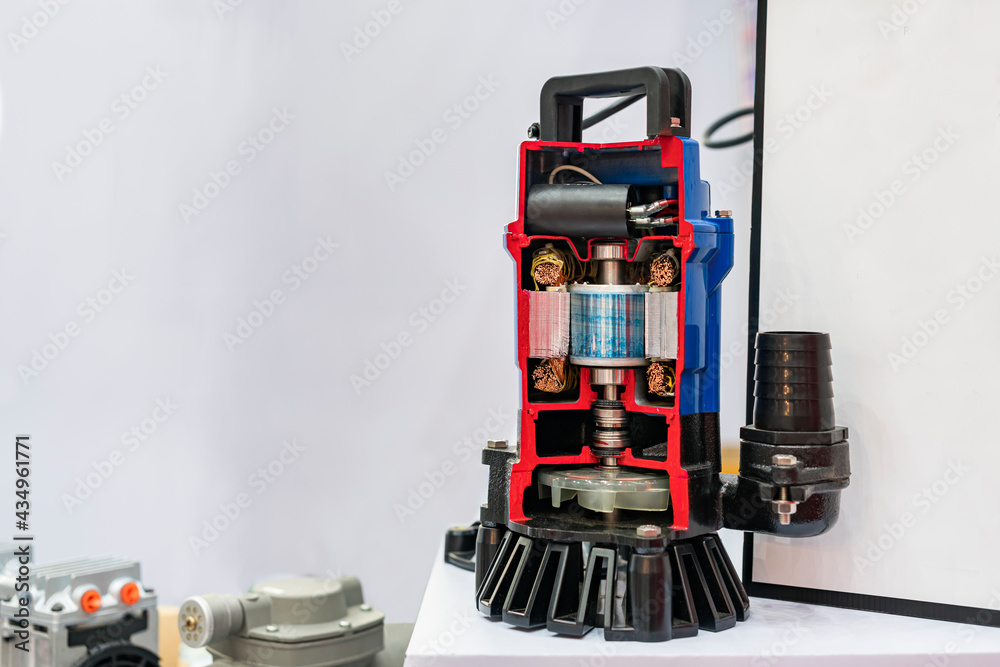 cross section show detail inside electric motor of vertical water ...