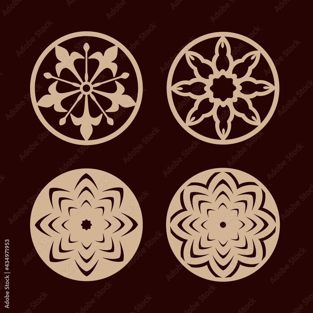 Set stands for laser cutting. For cutting wood and metal. Vector ...