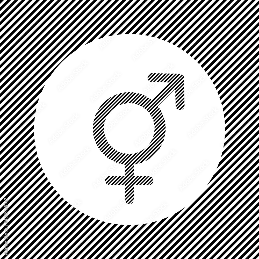 A large bigender symbol in the center as a hatch of black lines on a ...