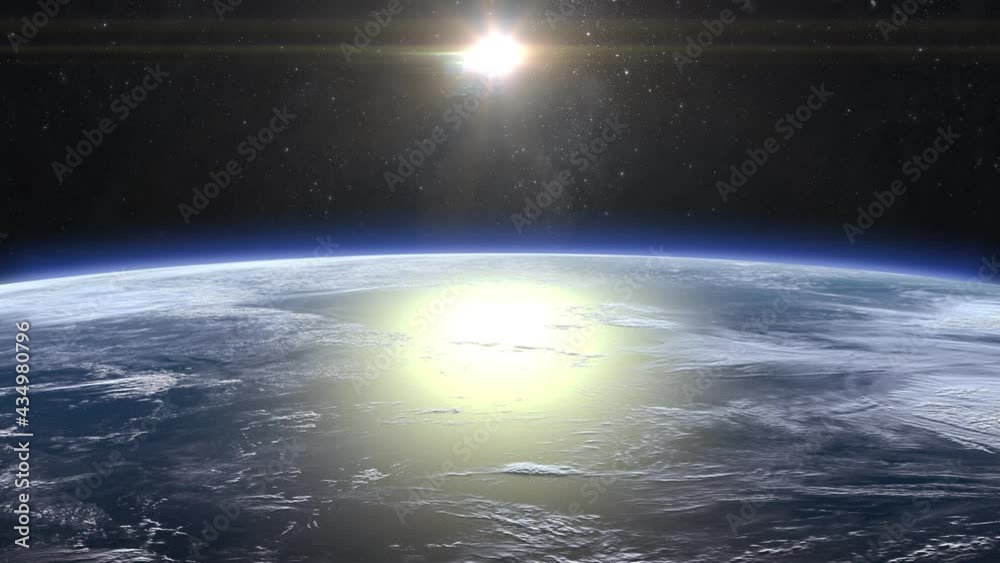 Earth from space. The earth slowly rotates. Flight over the ocean. 4K ...