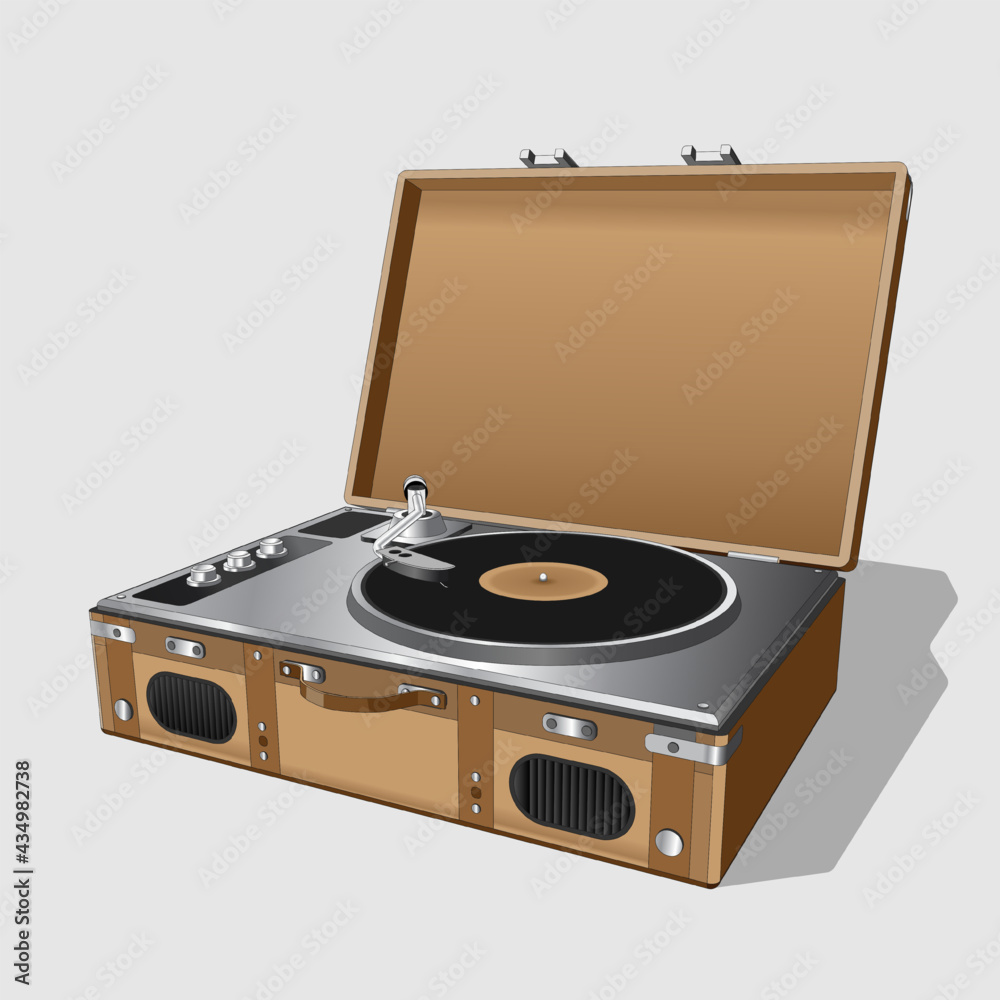 Vector neat accurate illustration of vintage turntable. Record player ...