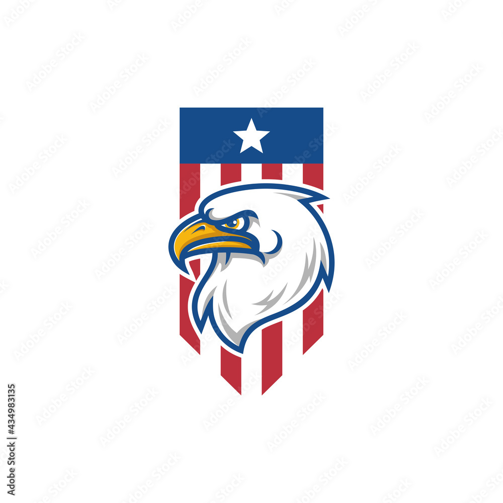 Eagle Flag American Mascot Logo Design Stock Vector | Adobe Stock