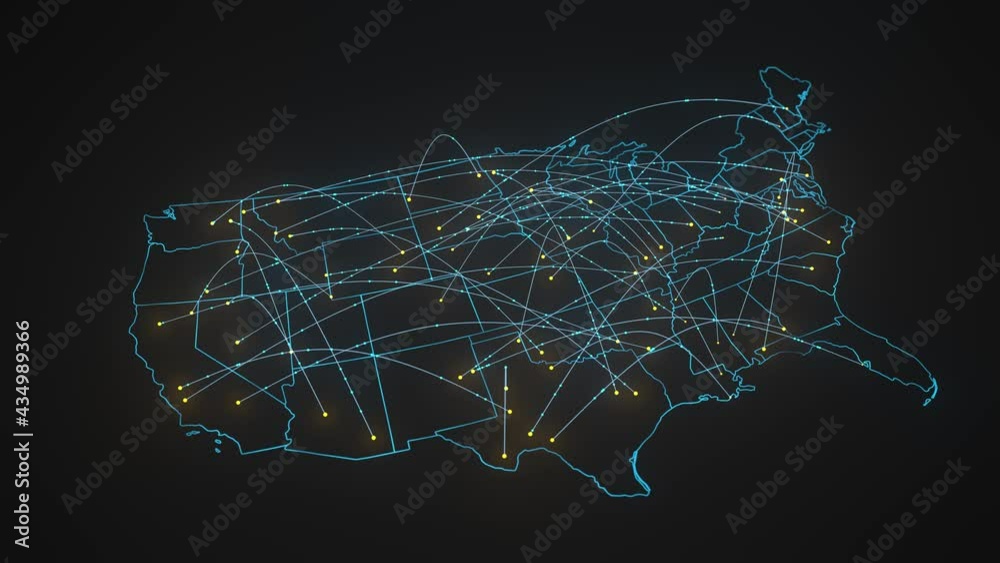 USA map - connections vídeo de Stock | Adobe Stock