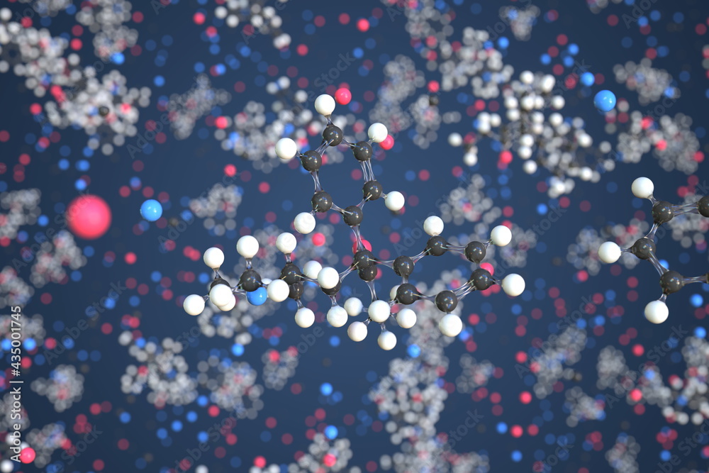 Molecule of Methadone. Molecular model, conceptual 3d rendering Stock ...