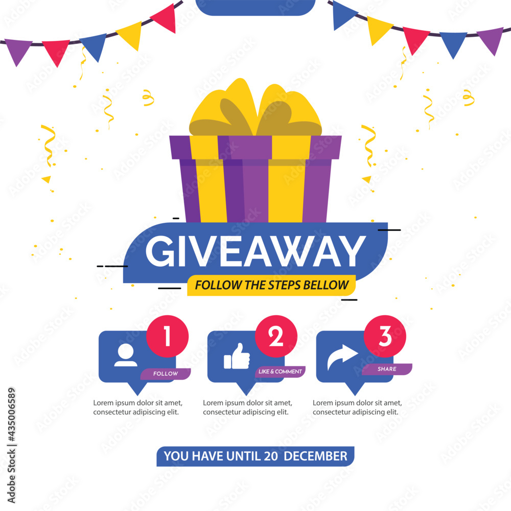Giveaway banner design template. Social media poster design. Stock ...