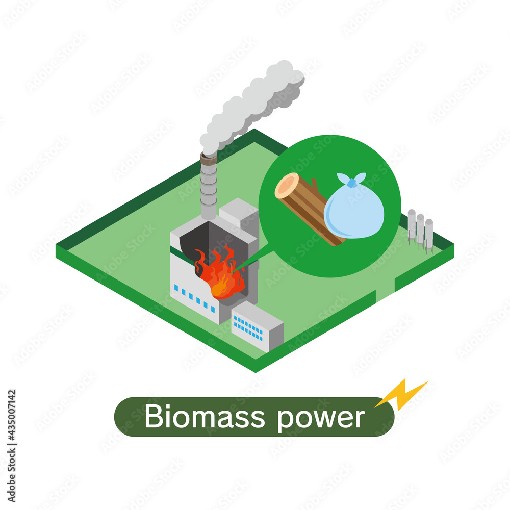 バイオマス発電所のアイソメトリックイラスト Stock Vector | Adobe Stock