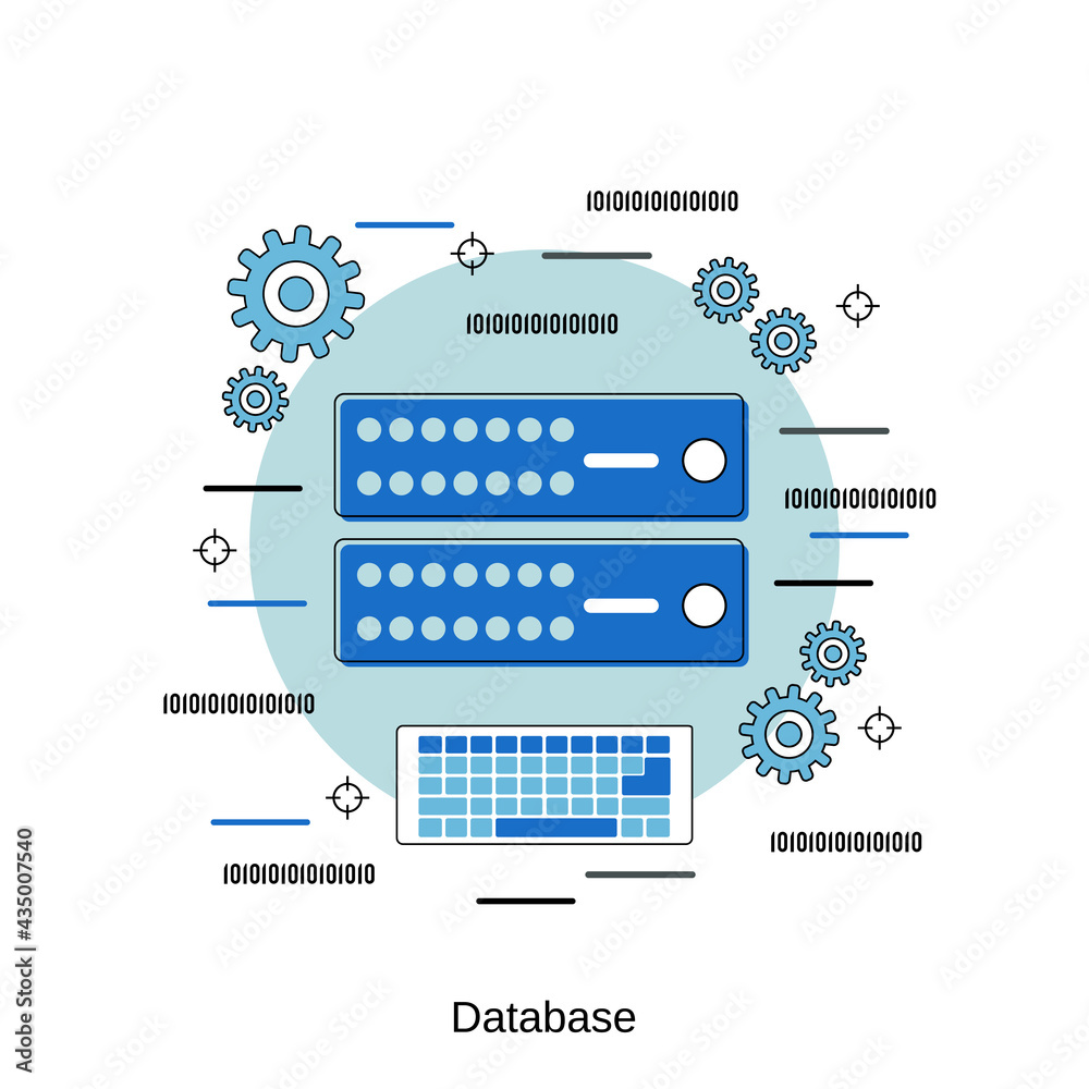 Database, web server, file storage flat design style vector concept ...