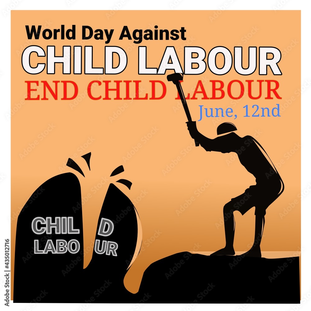 World Day Against Child Labour with theme "End Child Labour" Stock ...