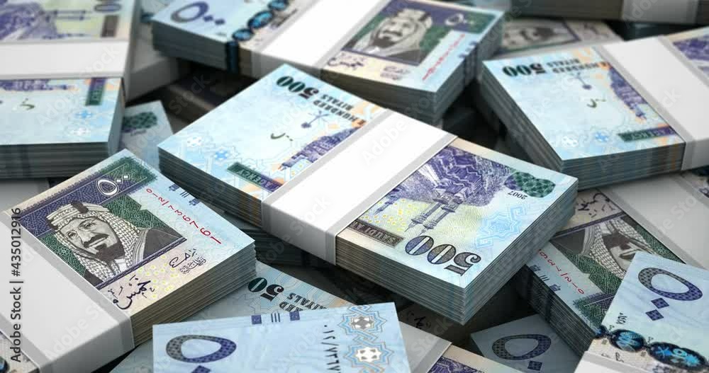 Stack of Saudi Arabian Riyals Stock Video | Adobe Stock