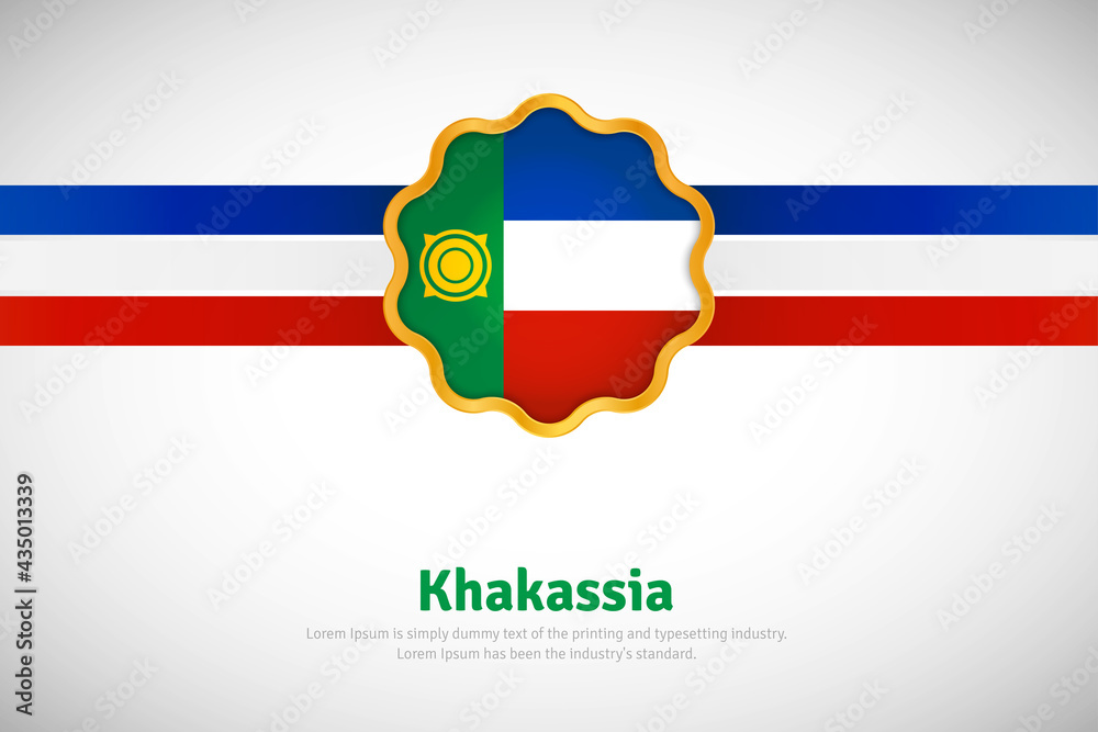 Artistic happy national day of Khakassia with country flag in golden ...