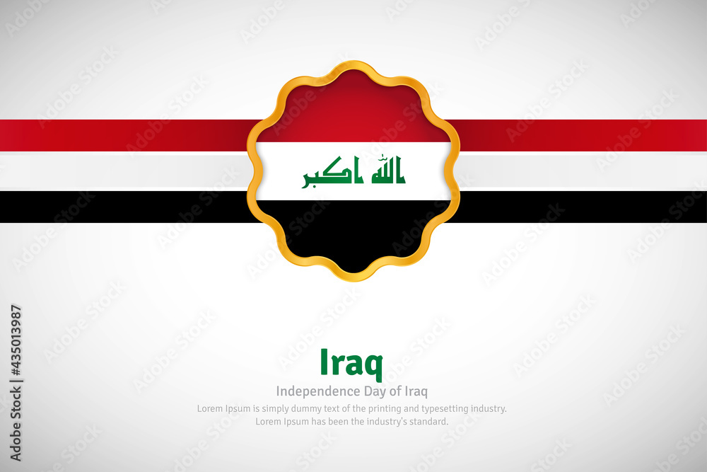 Artistic happy independence day of Iraq with country flag in golden ...