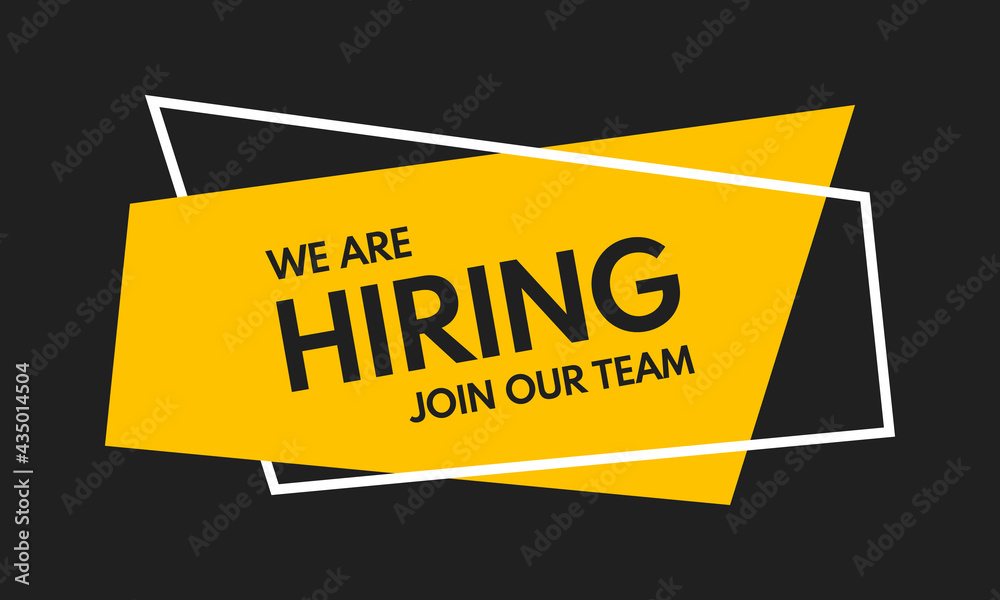 we are hiring, join our team, flat vector poster or banner illustration ...