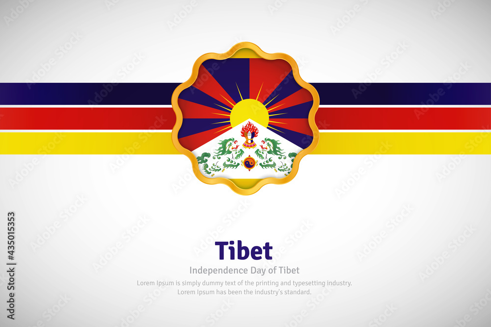 Artistic happy independence day of Tibet with country flag in golden ...