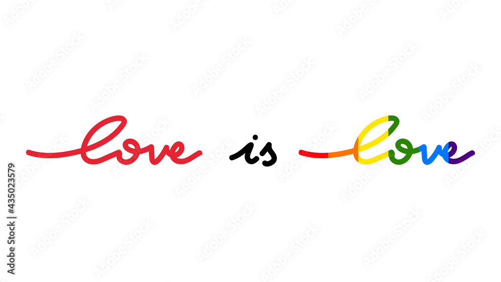love is love handwriting with LGBT pride flag or Rainbow colors. LGBT ...