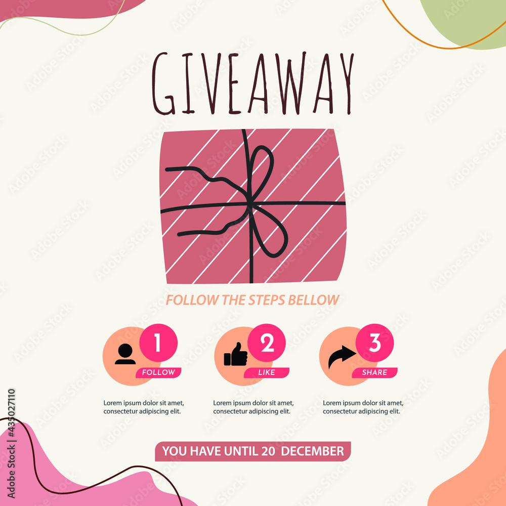 Giveaway banner design template. Social media poster design. Stock ...