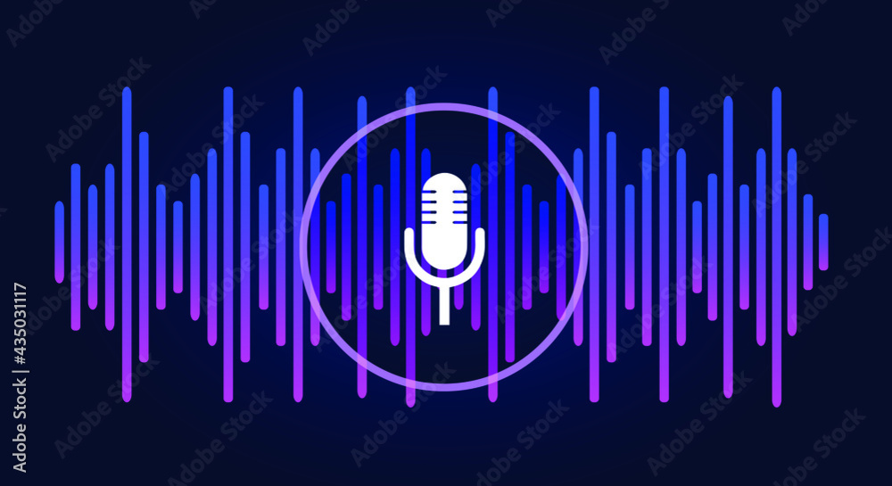 Voice assistant and voice recognition. Personal assistant. Sound wave ...