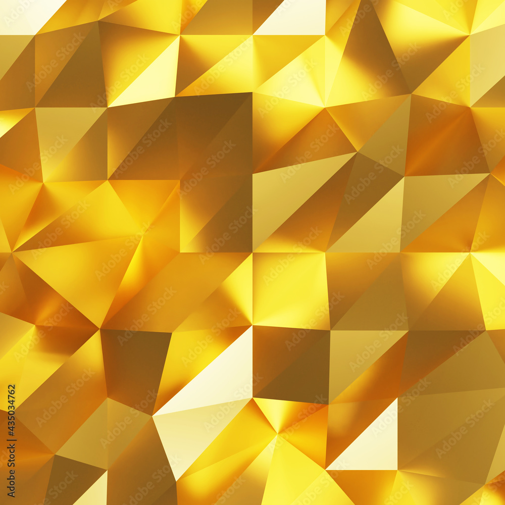 Gold polygon background 3d rendering, 3d illustration. Abstract triangle background. Gold ...