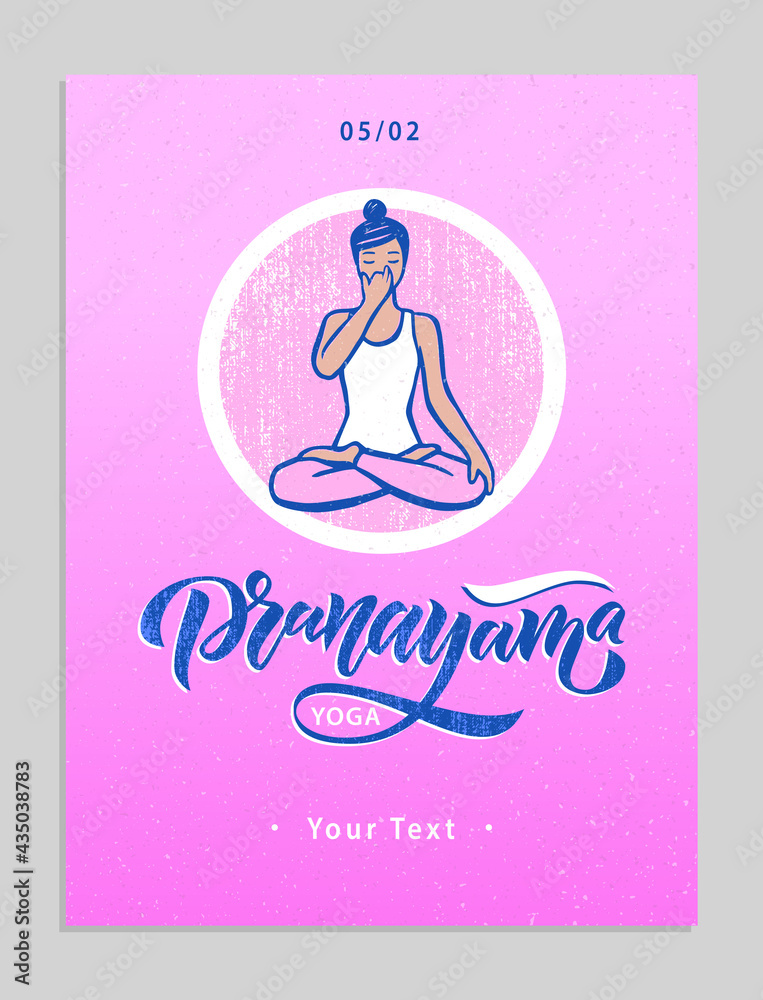 Pranayama Yoga Template. Woman in cross-legged pose practicing ...