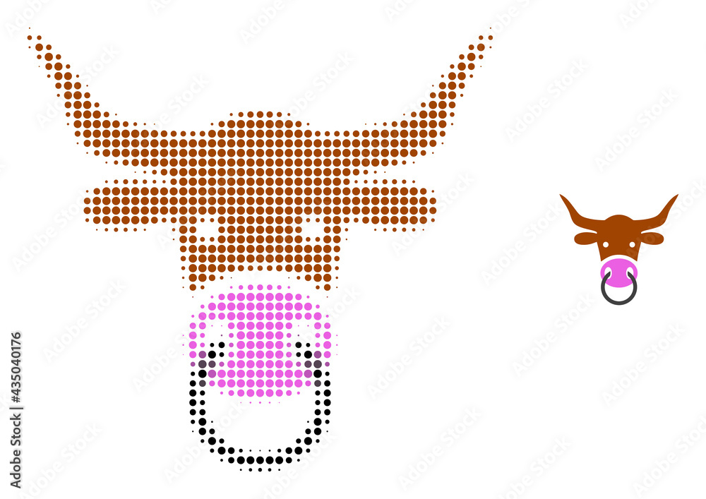Bull head halftone dotted icon illustration. Halftone array contains ...