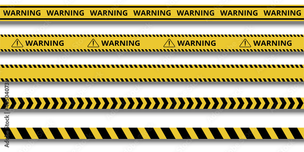 Strips of quarantine. Warning caution sign. Black and yellow danger ...