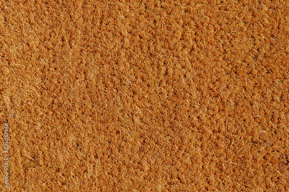 Brown coir natural fiber doormat, Close up details texture of coconut ...
