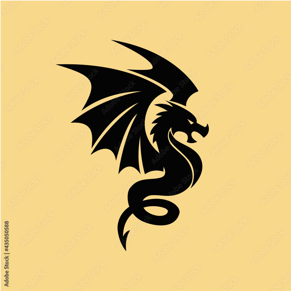 Vetor de Dragon vector. Dragon silhouette SVG. Download it now do Stock ...