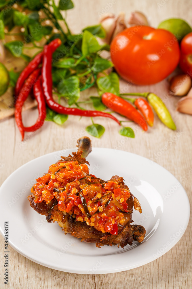Fried Chicken with Sambal Balado. Fried Chicken with Sambal Balado is ...