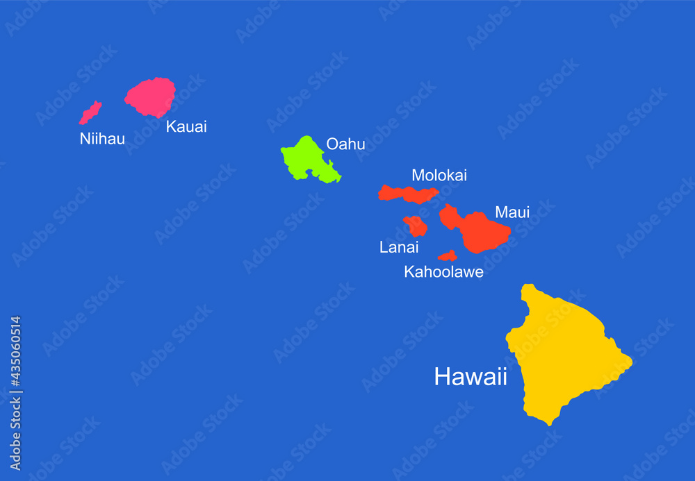 Hawaii vector map high detailed silhouette illustration isolated on ...