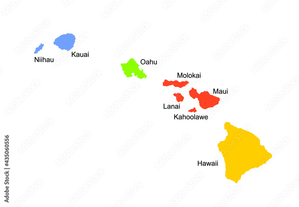 Hawaii vector map high detailed silhouette illustration isolated on ...