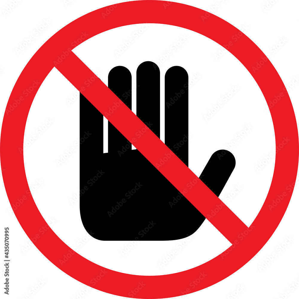 Do not touch sign. It may cause burn or injury.. Red circle background ...