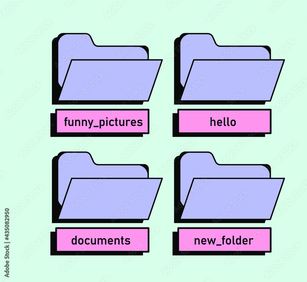 User interface folder icons. Vector illustration in cute cartoon style ...