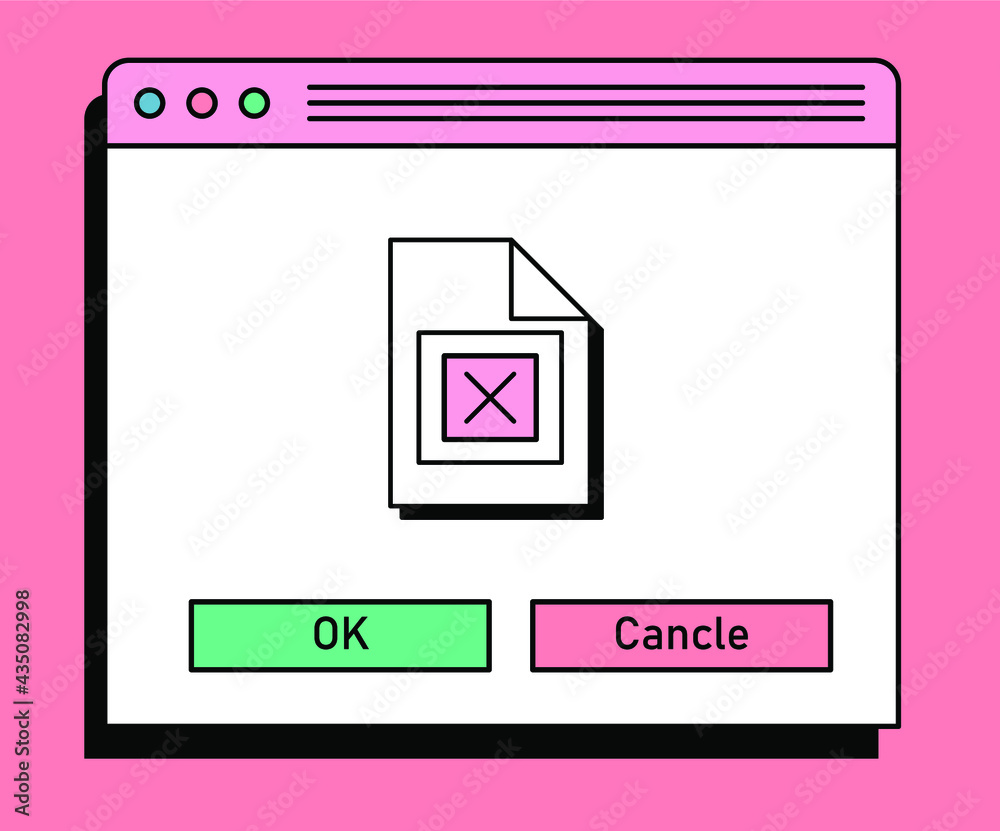 Retro cartoon style desktop with user interface elements. Cute ...