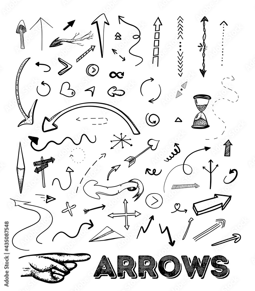 Arrows. Vector set with different arrow pointer and directions signs ...