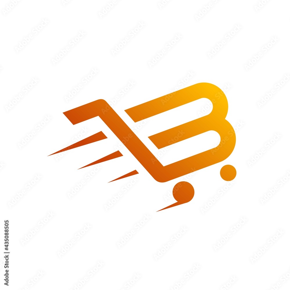 letter B forms the shopping cart logo design Stock Vector | Adobe Stock