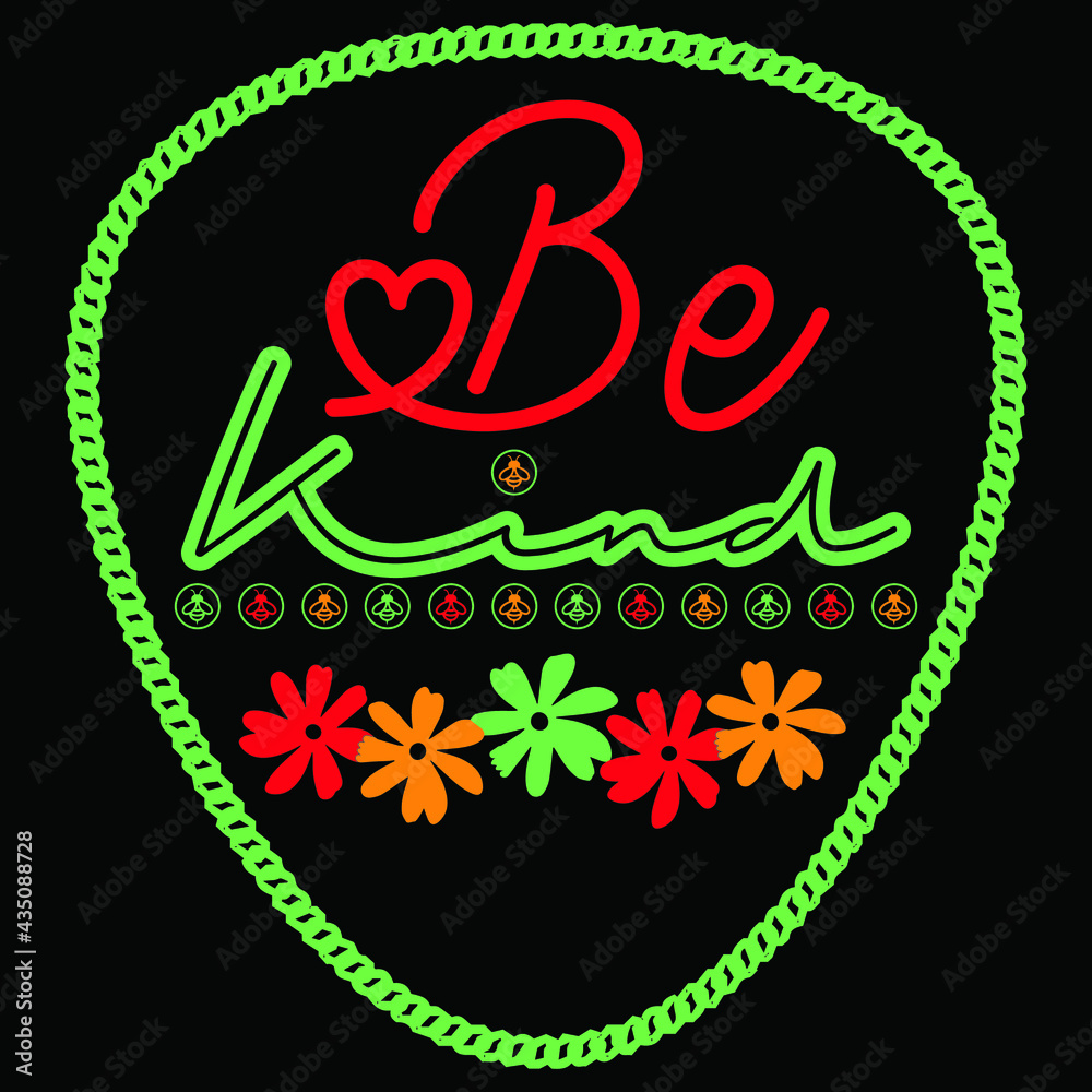 Be kind inspirational lettering design with cute bees. Motivational ...
