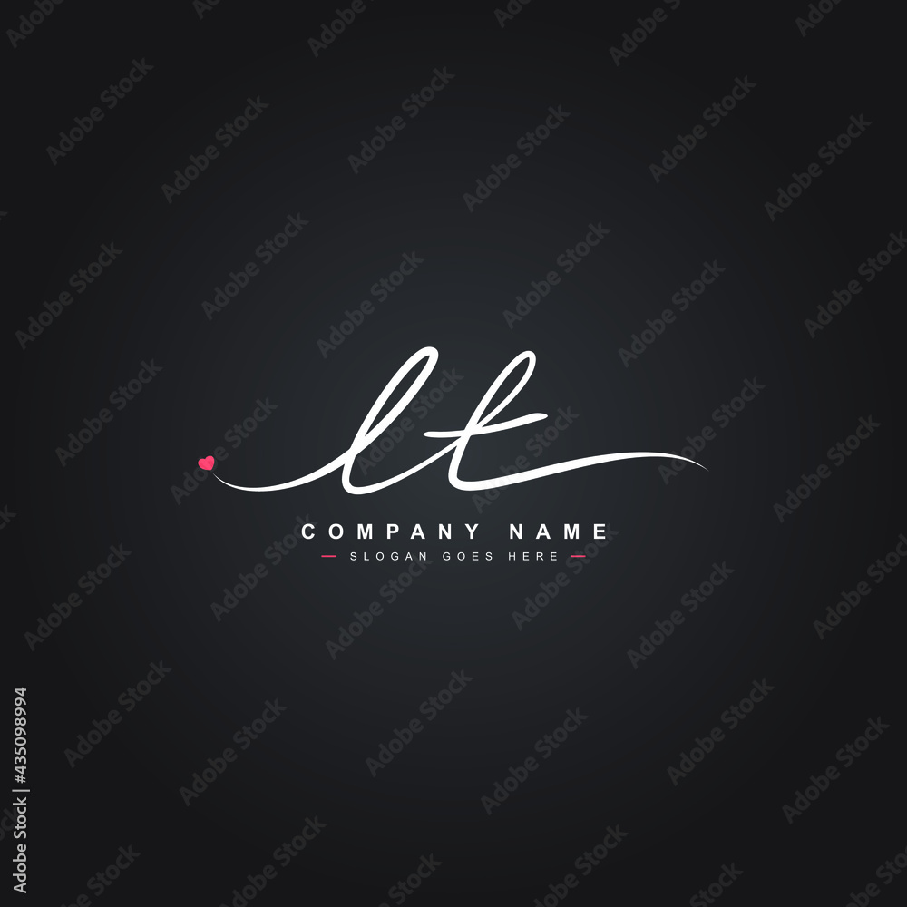 Initial Letter LT Logo - Handwritten Signature Style Logo Stock Vector ...